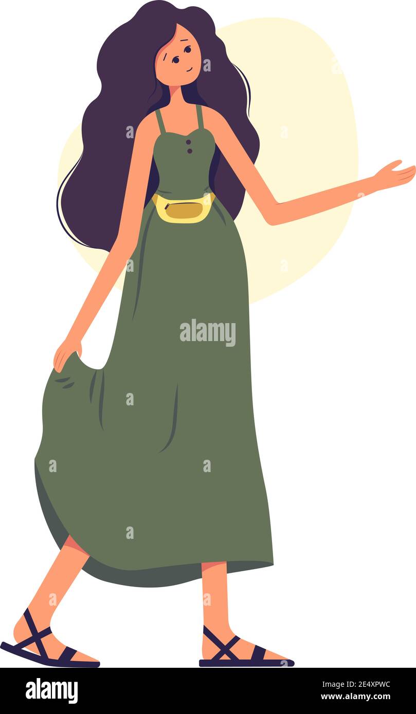 A beautiful girl with fanny pack on white background Stock Vector Image ...