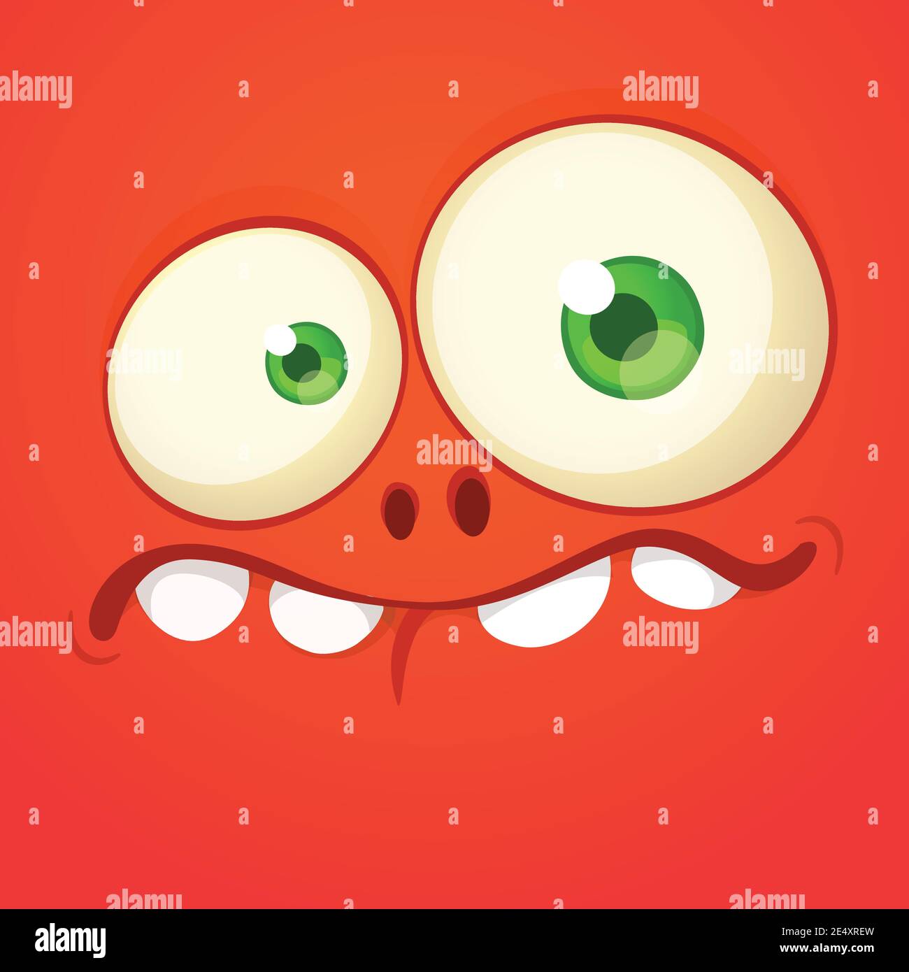 Funny cartoon monster face. Vector Halloween monster square avatar ...