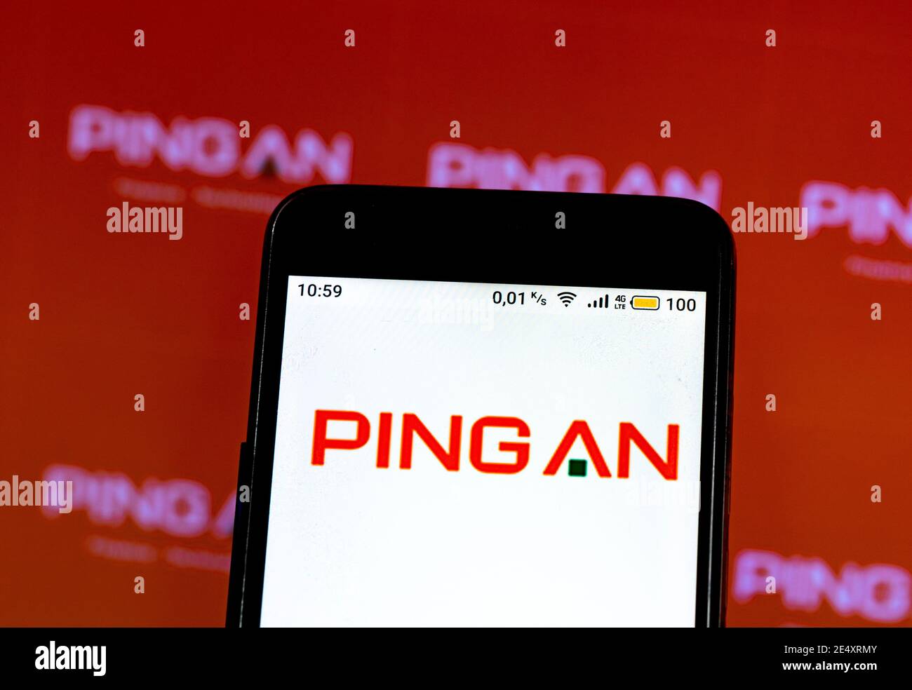 In this photo illustration a Ping An Insurance Group logo seen ...