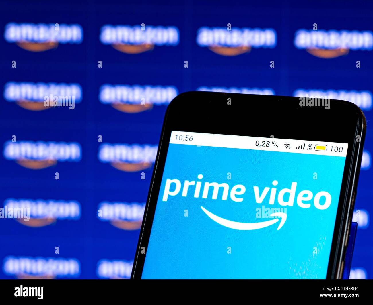 In this photo illustration an Amazon Prime Video logo seen displayed on ...