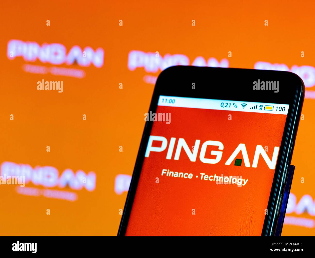 In this photo illustration a Ping An Insurance Group logo seen ...