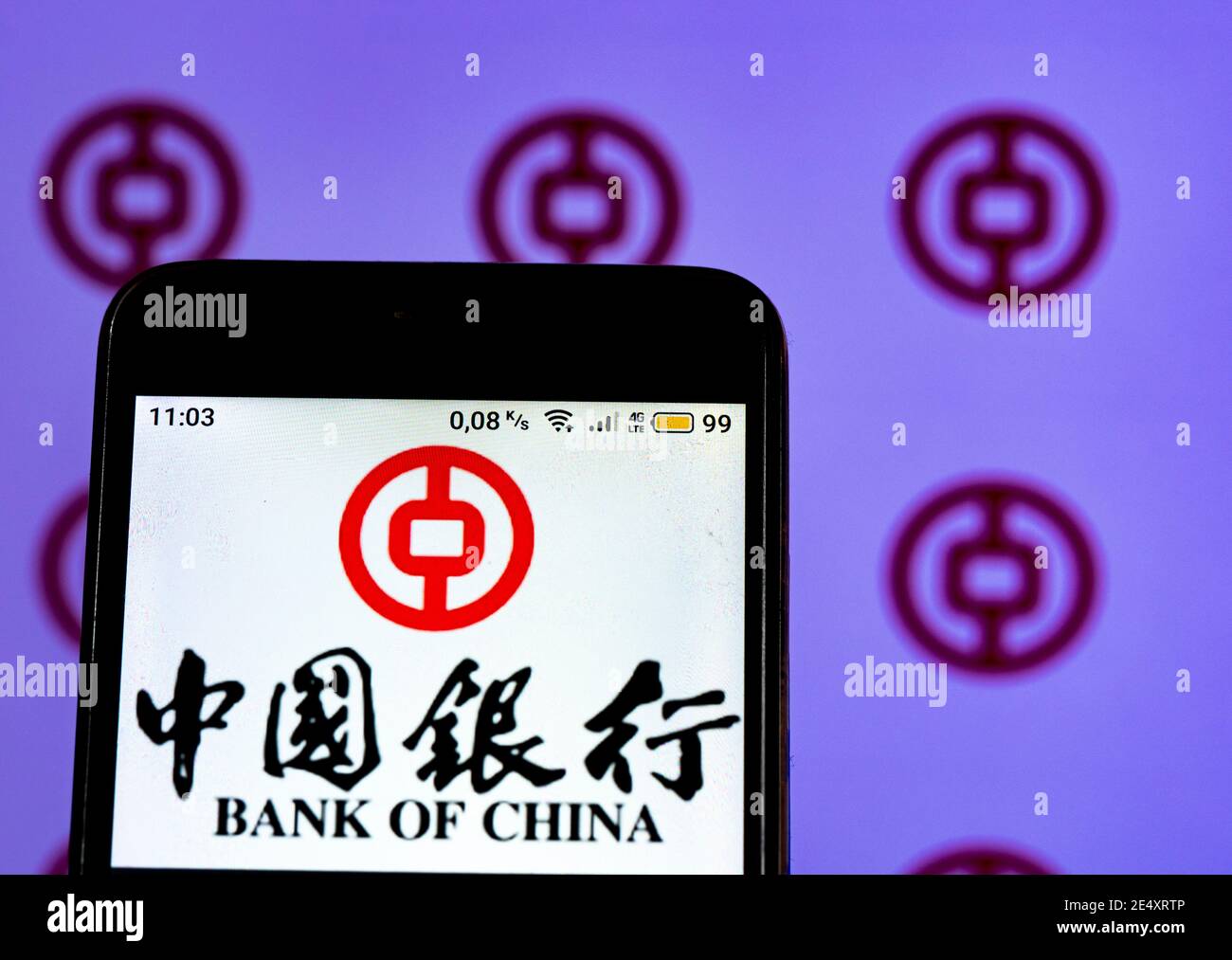 In this photo illustration Bank of China logo seen displayed on ...
