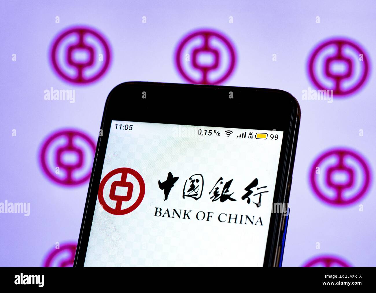 In this photo illustration Bank of China logo seen displayed on ...