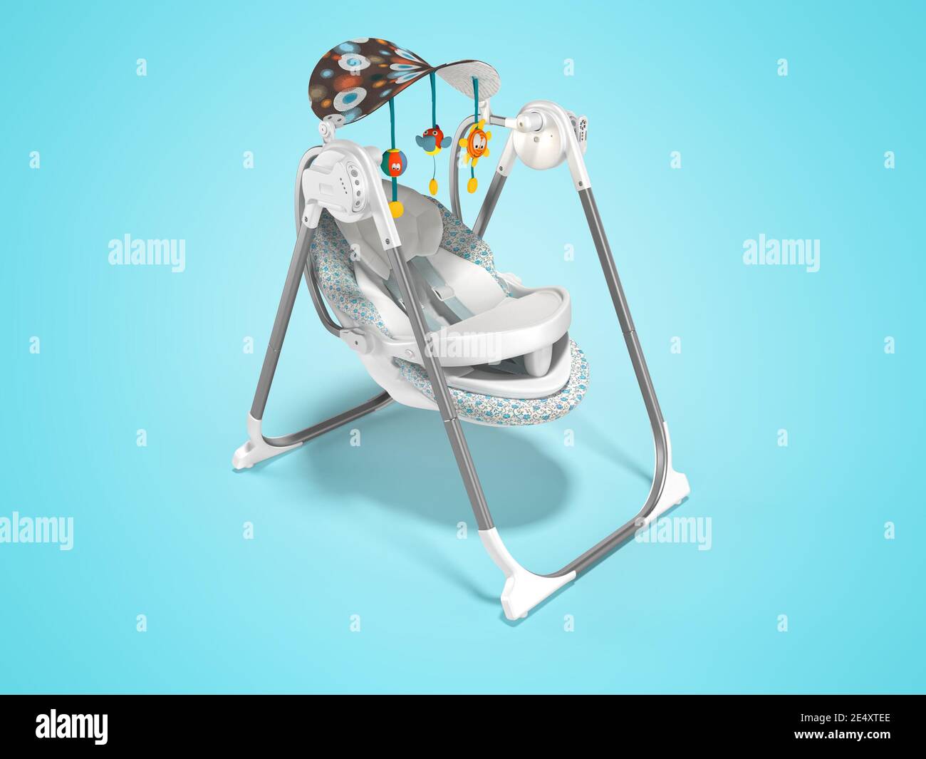 3D rendering baby rocking chair with toys and music for entertainment ...