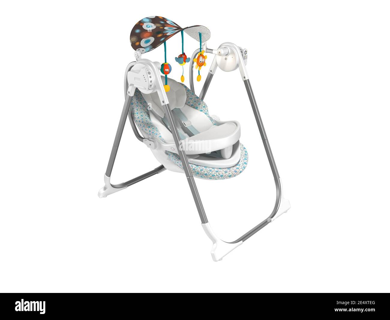 3D rendering baby rocking chair with toys and music for entertainment ...