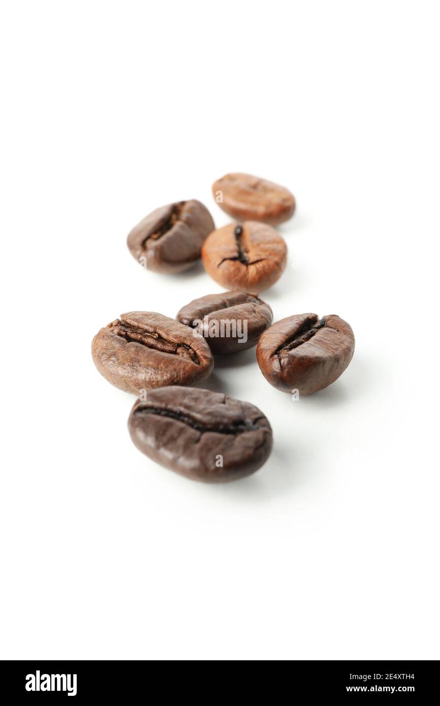 Fresh coffee seeds isolated on white background Stock Photo - Alamy