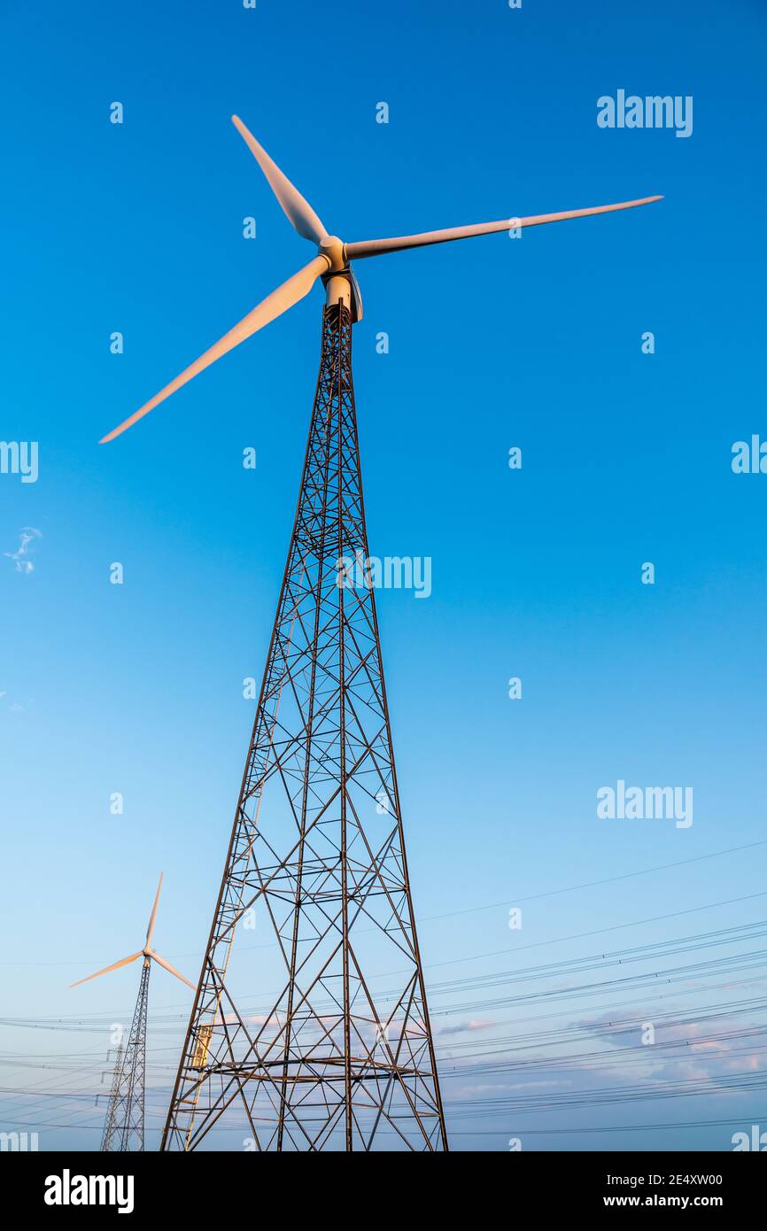 Wesseling, Germany - March 30, 2019: Modern wind turbine generates ...