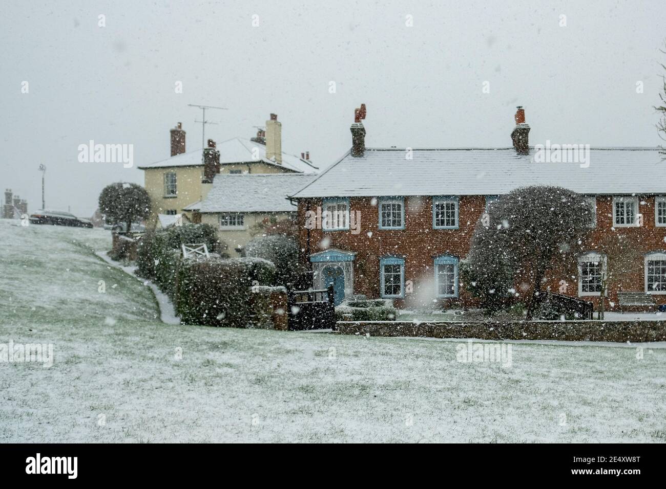 Dorking- Surrey, UK- Beautiful old cottages during snowy weather Stock ...