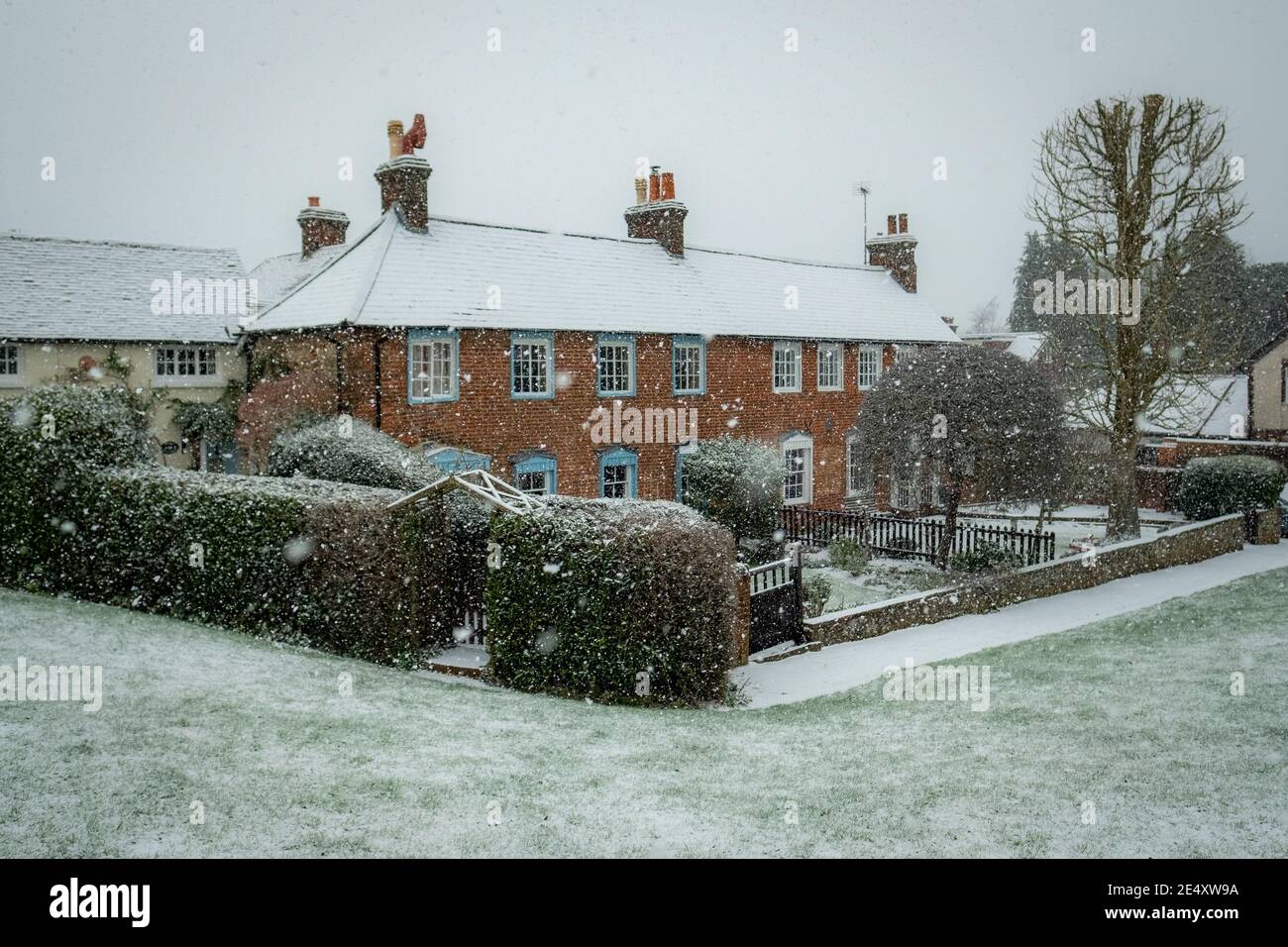 Dorking- Surrey, UK- Beautiful old cottages during snowy weather Stock ...