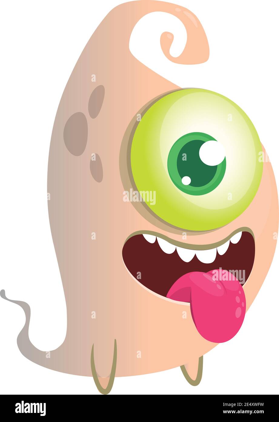 Happy cartoon ghost with one big eye. Vector Halloween illustration ...