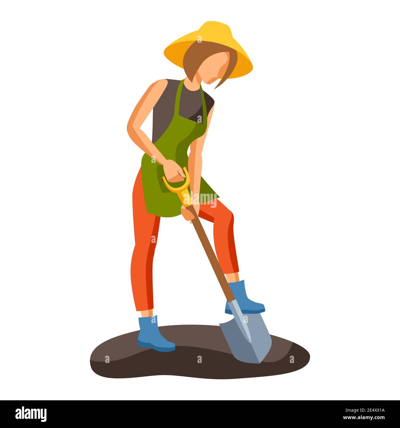 Woman digging garden Stock Vector Images - Alamy