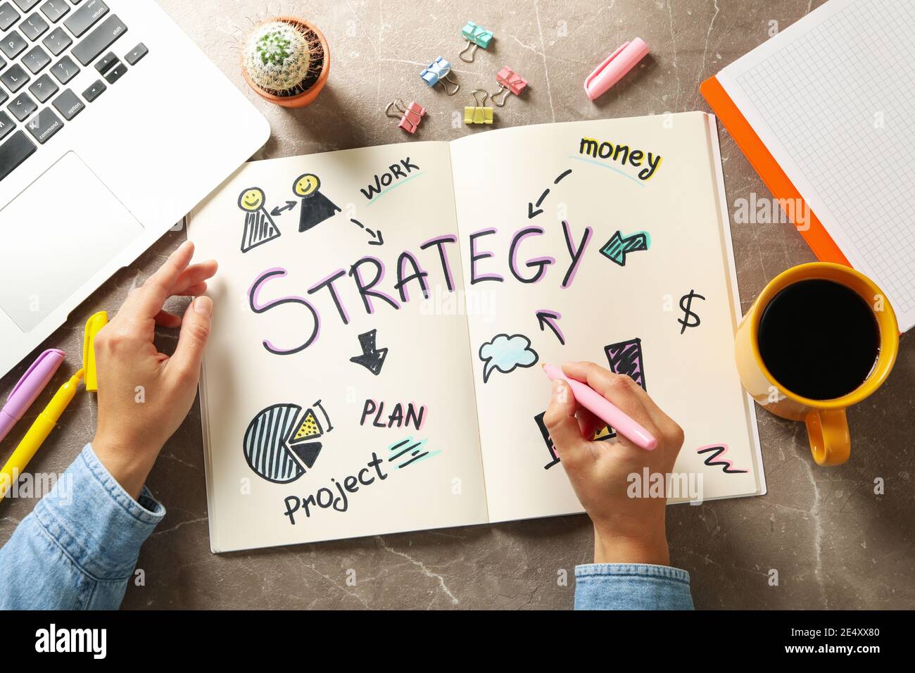 Concept of business strategy on gray table, top view Stock Photo - Alamy