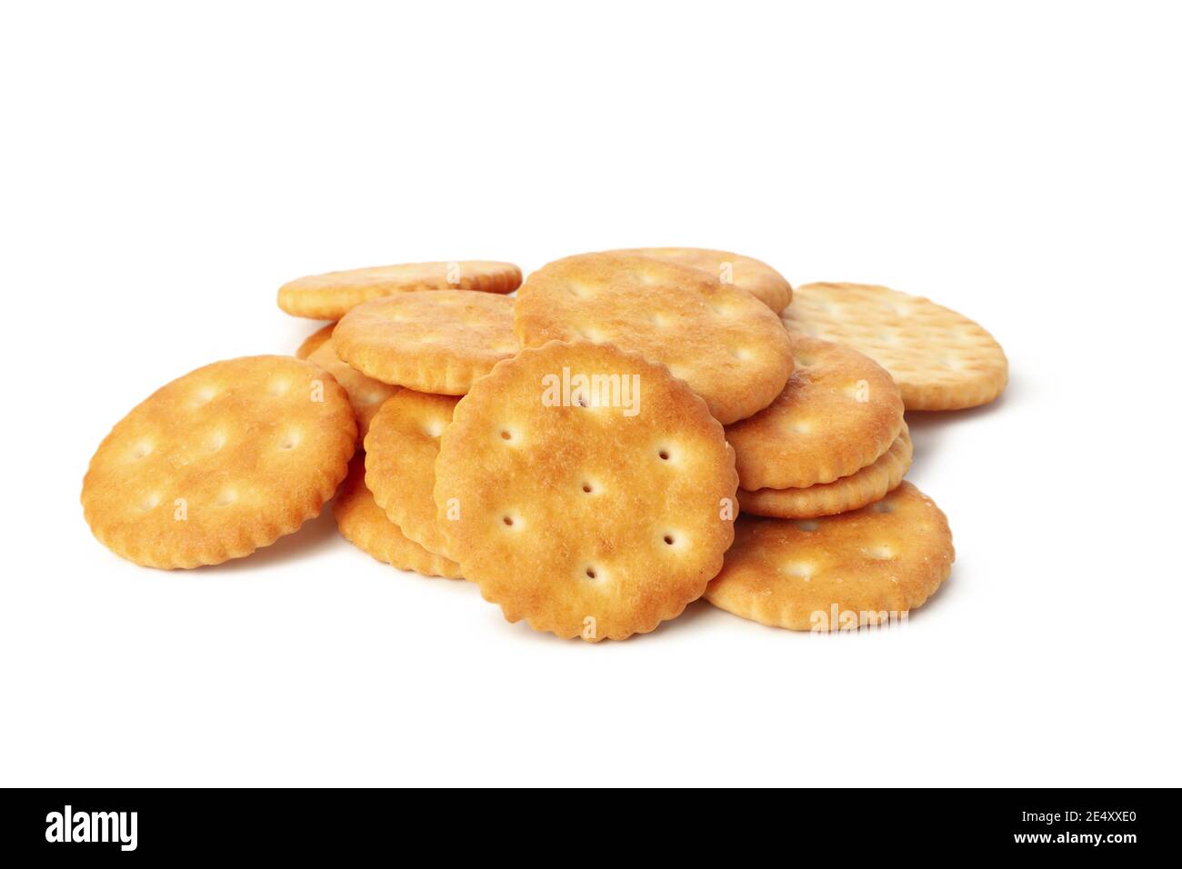 Tasty cracker biscuits isolated on white background Stock Photo - Alamy