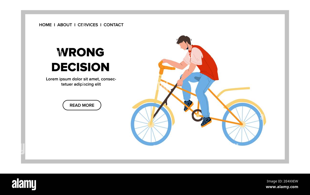 Wrong Decision Making Rider On Bicycle Vector Stock Vector Image & Art ...