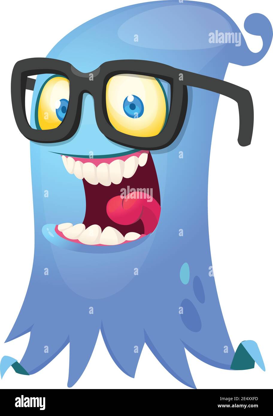 Cute cartoon blue monster talking. Vector Halloween illustration Stock ...