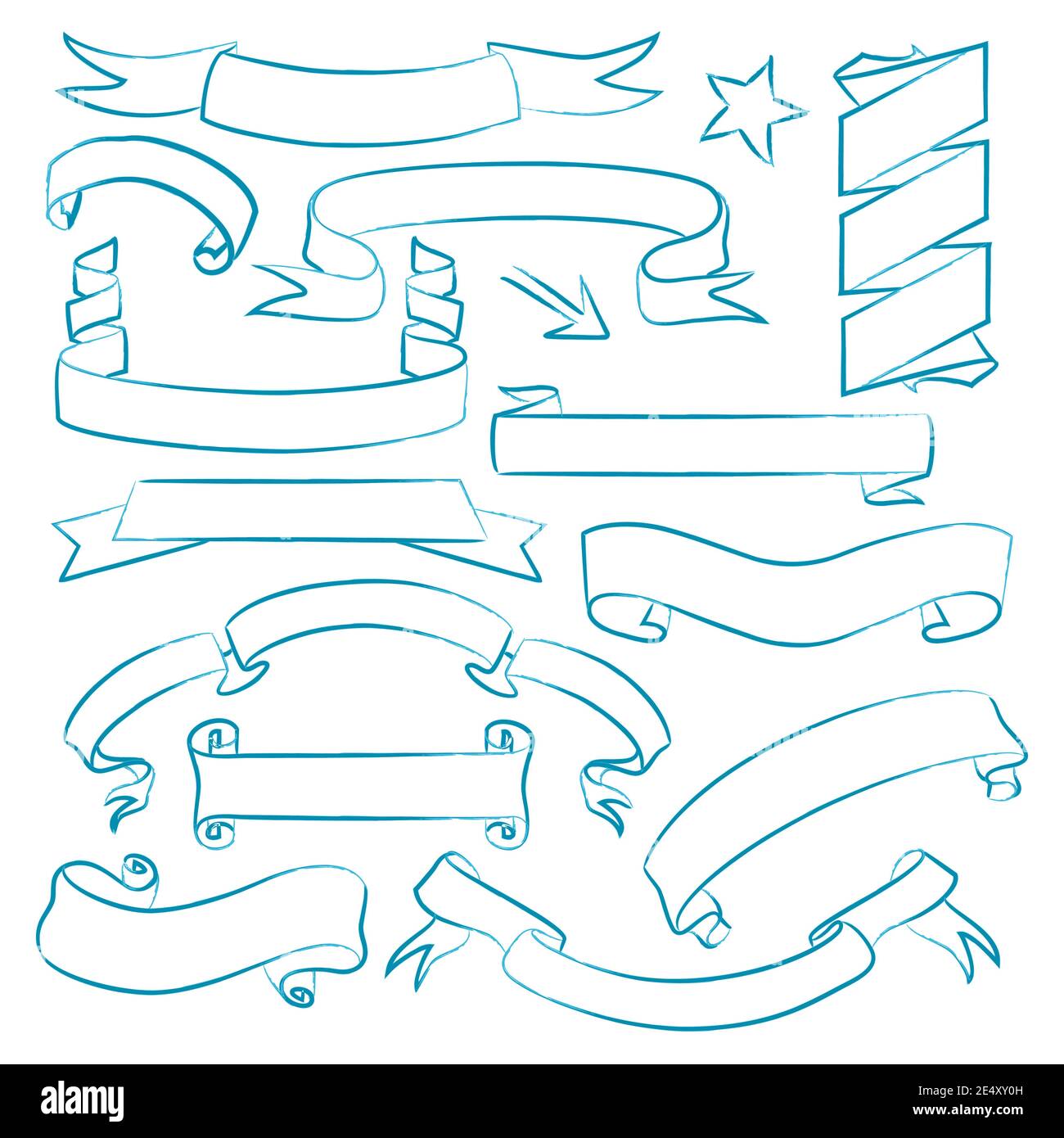 Set of vintage hand drawn scrolls, banners and ribbons Stock Vector ...