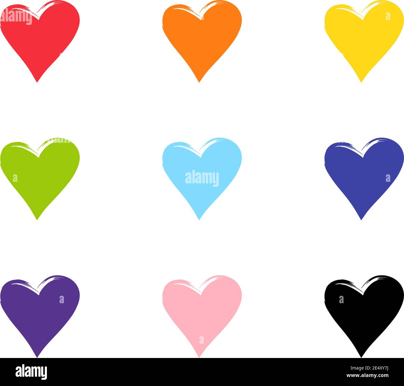 Hand drawn hearts of different colors Stock Vector Image & Art - Alamy
