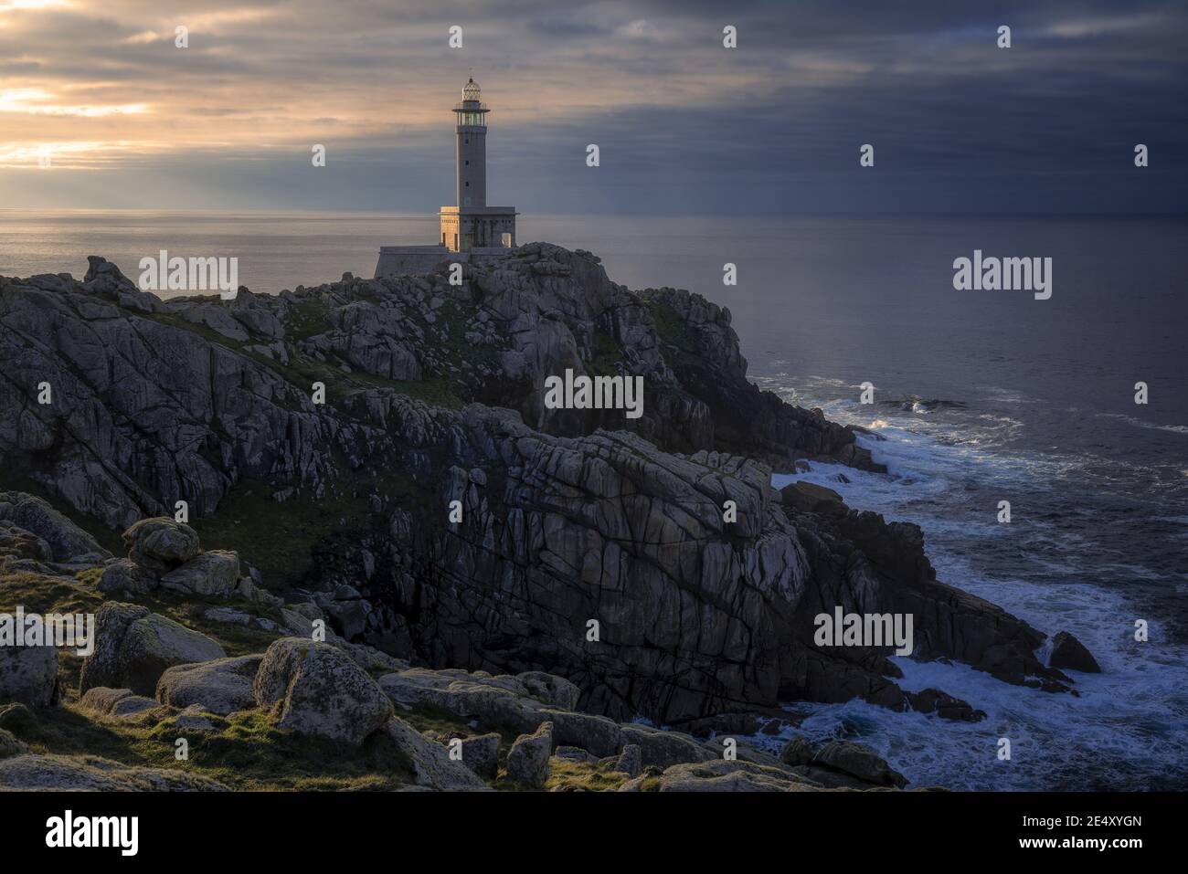 Mesmerizing view of Punta Nariga lighthouse in Galicia, Spain Stock ...
