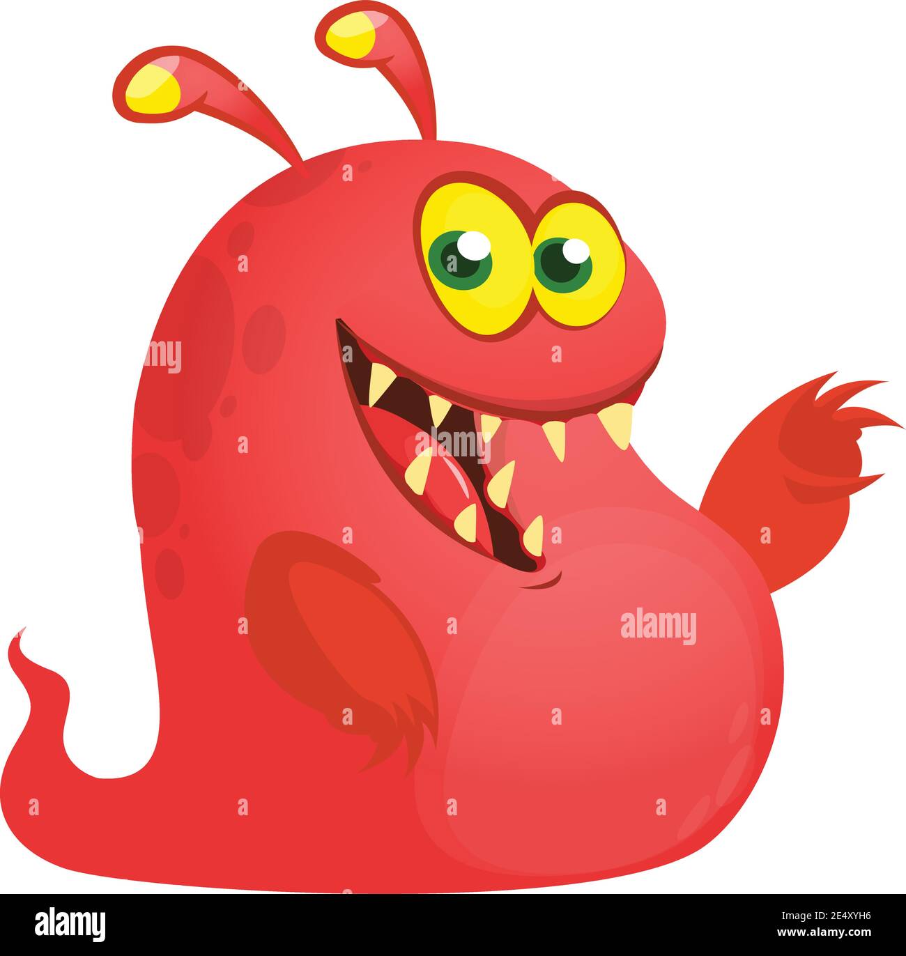 Happy cartoon monster. Laughing monster face emotion. Halloween vector ...