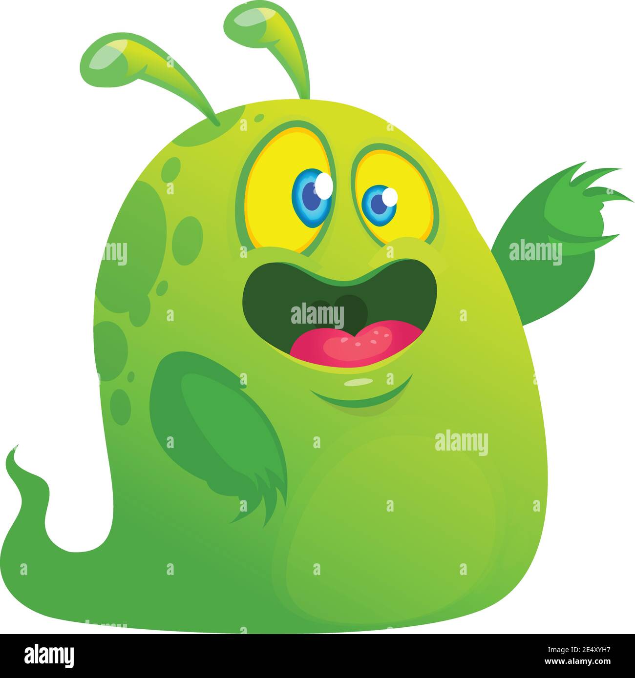 Happy cartoon monster. Laughing monster face emotion. Halloween vector ...