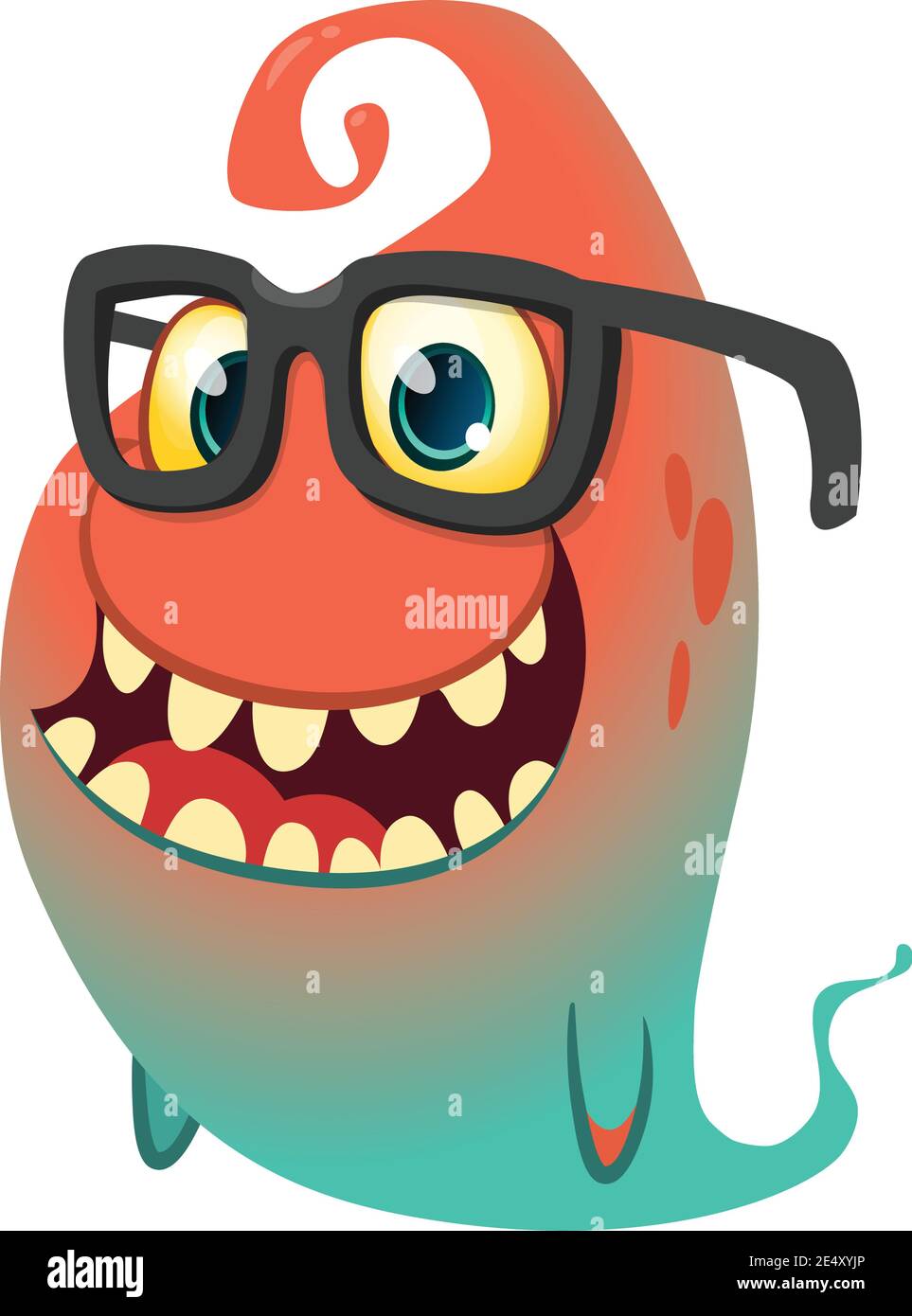 Cute cartoon smart monster talking. Vector Halloween illustration Stock ...