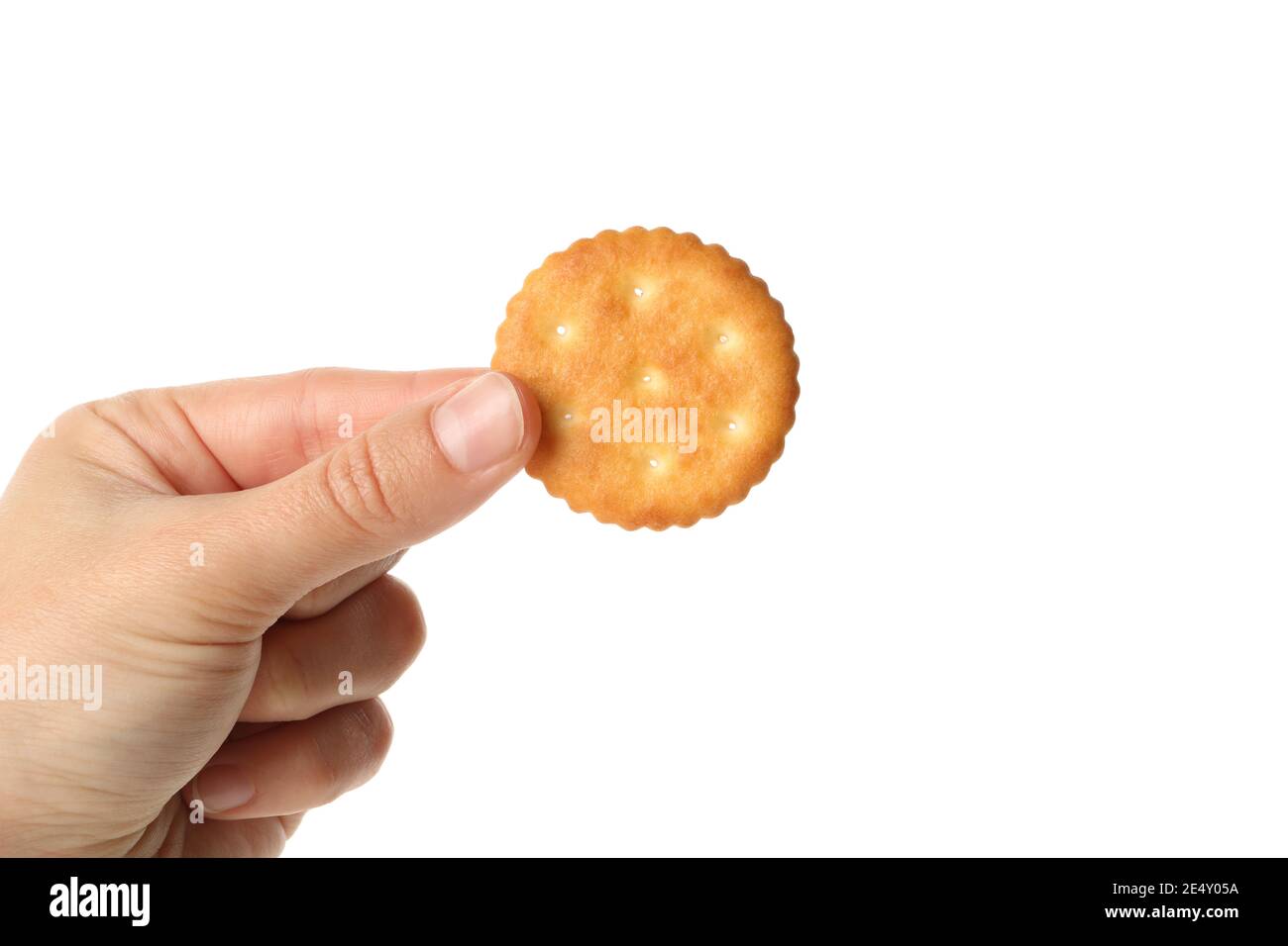 Female hand hold cracker biscuits, isolated on white background Stock ...