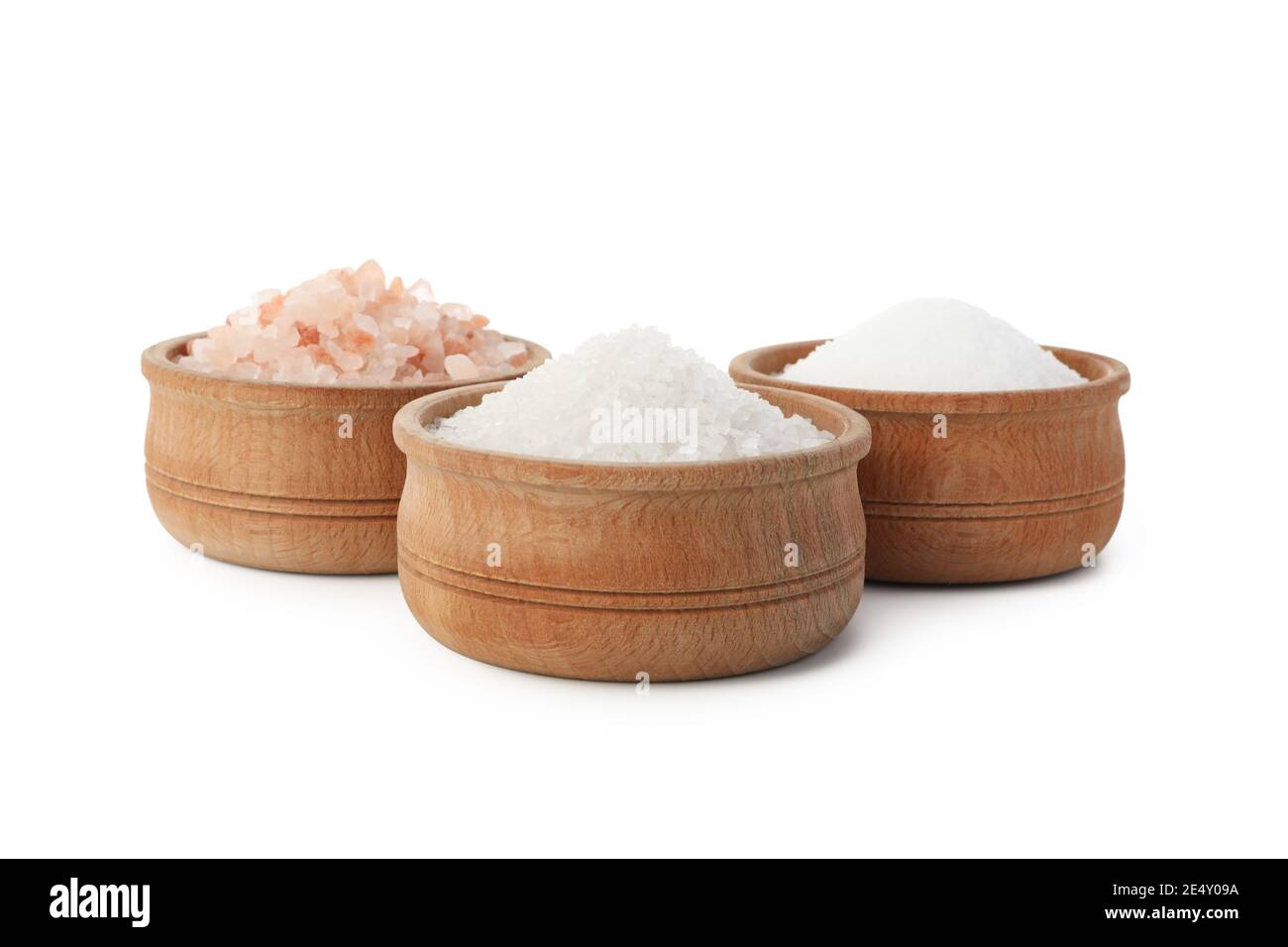 Bowls with different salts isolated on white background Stock Photo - Alamy