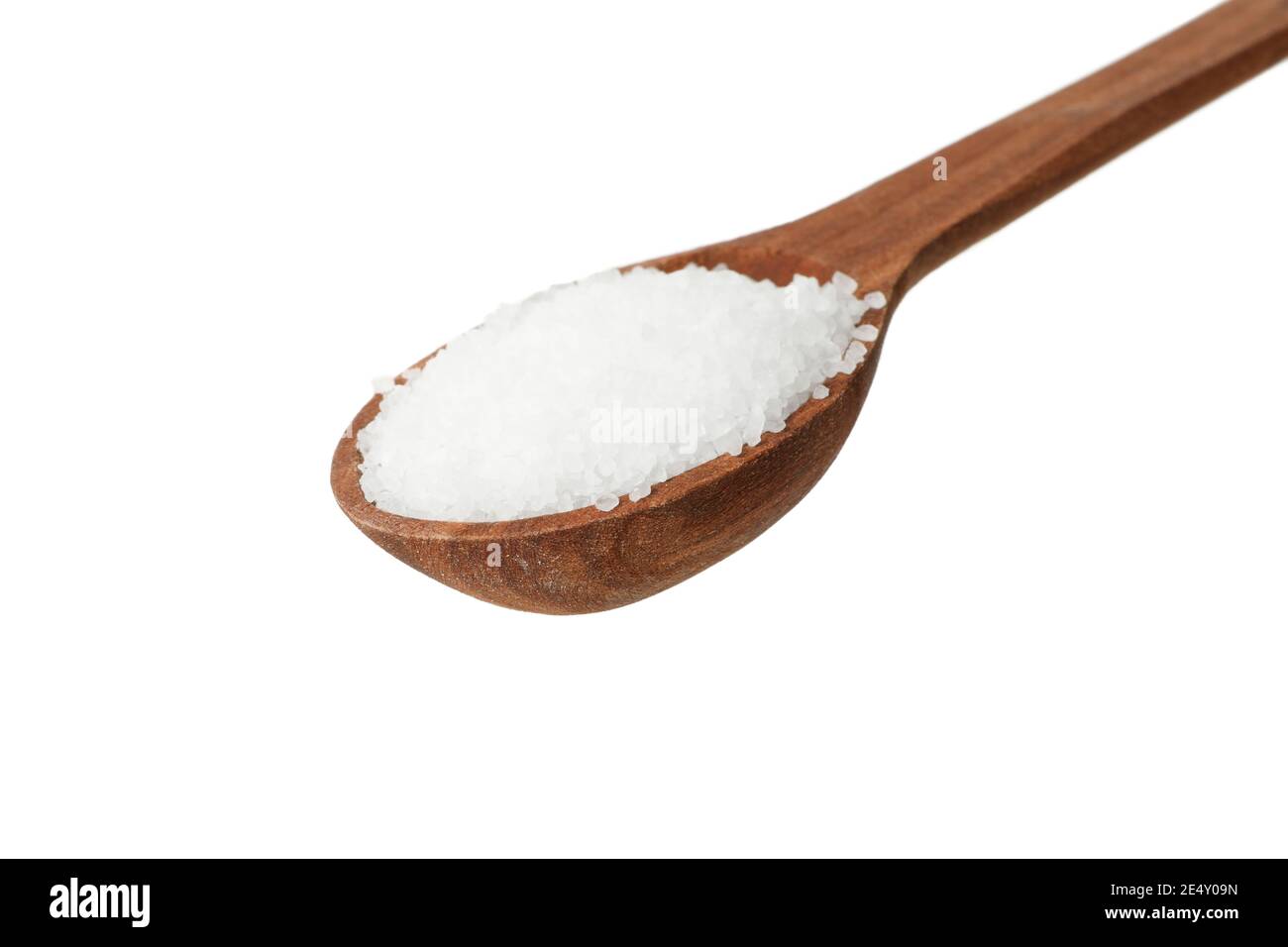 Wooden spoon with salt isolated on white background Stock Photo - Alamy