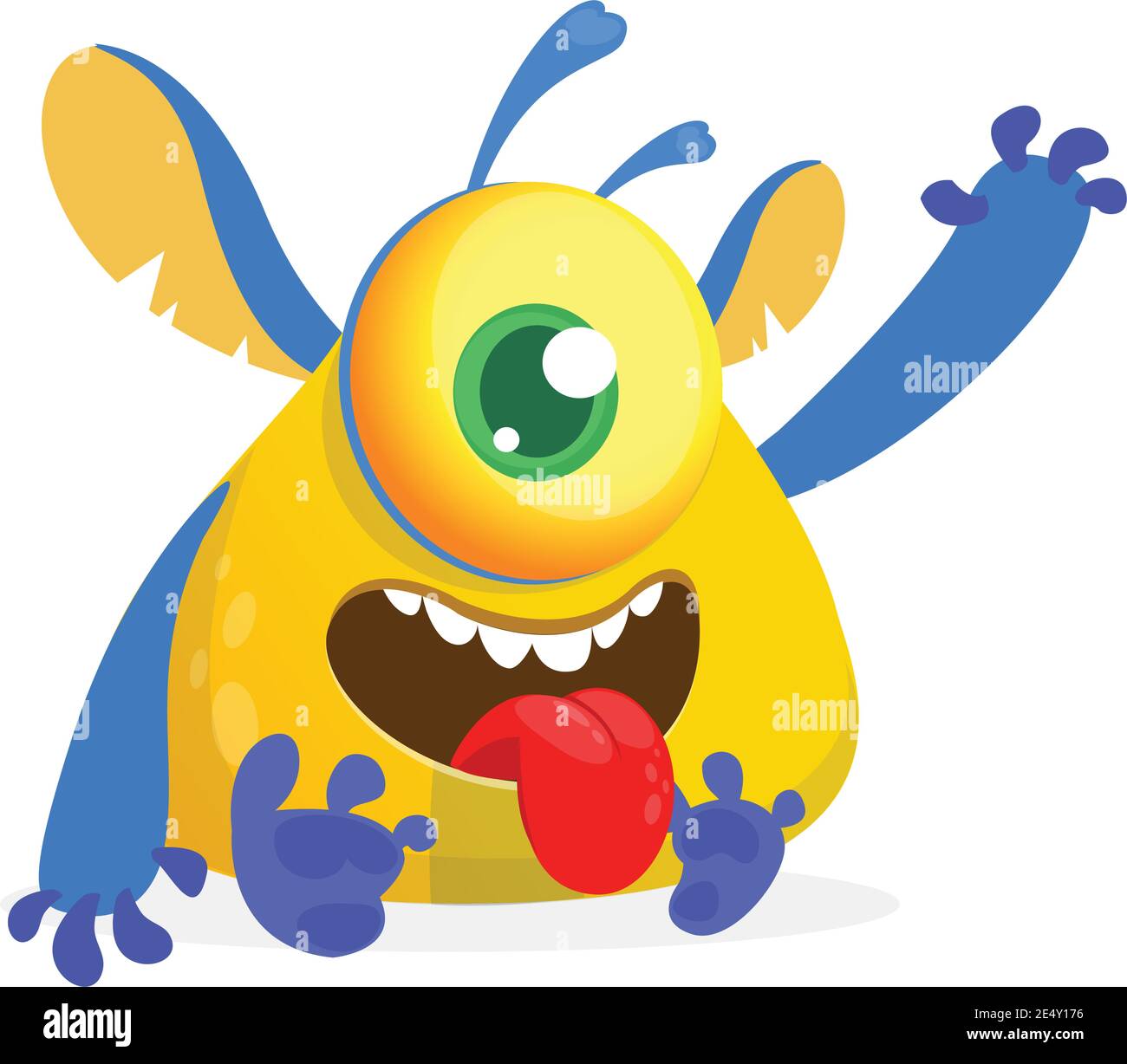 Funny cartoon monster character. Illustration of cute and happy alien ...