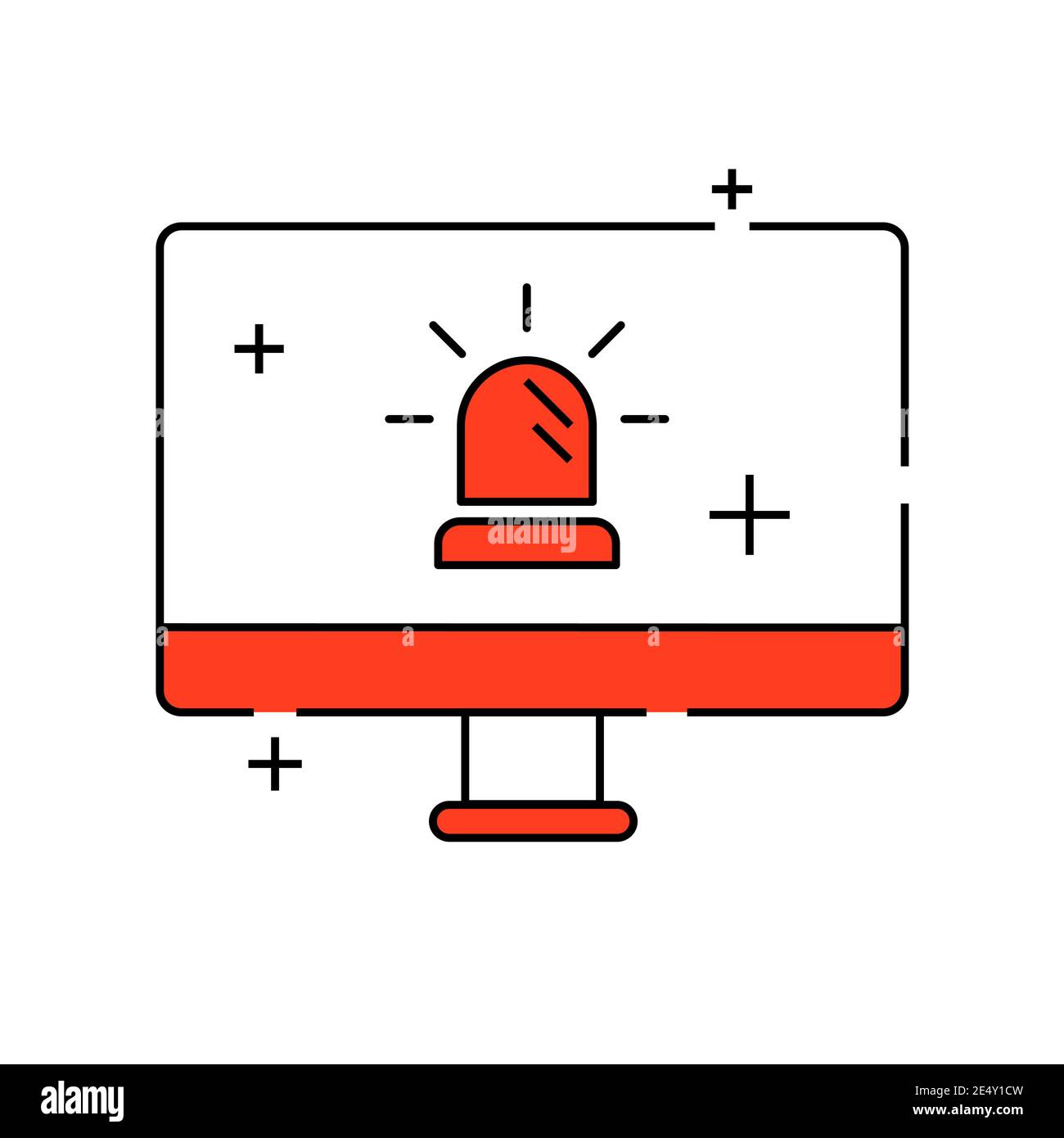 Warning icon desktop pc. Desktop pc danger symbol. Security threat ...