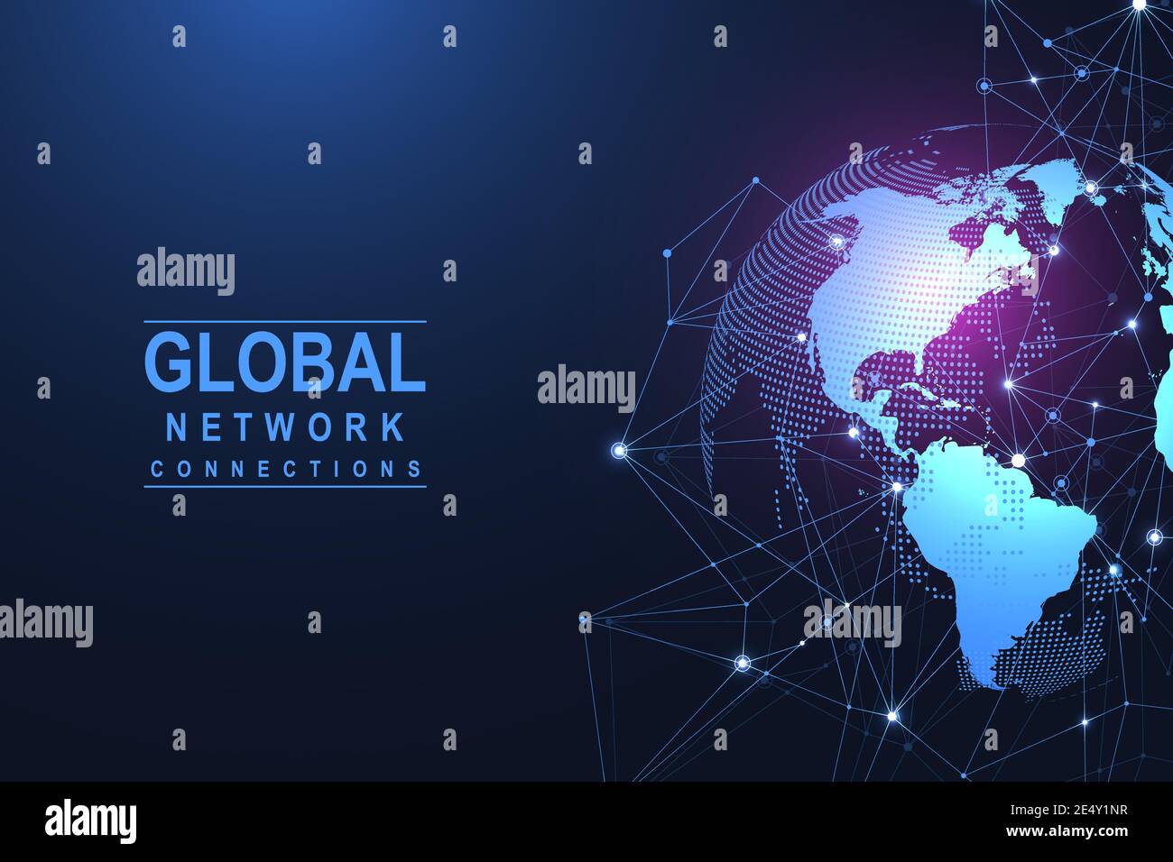 Global network connection concept. Big data visualization. Social network communication in the ...