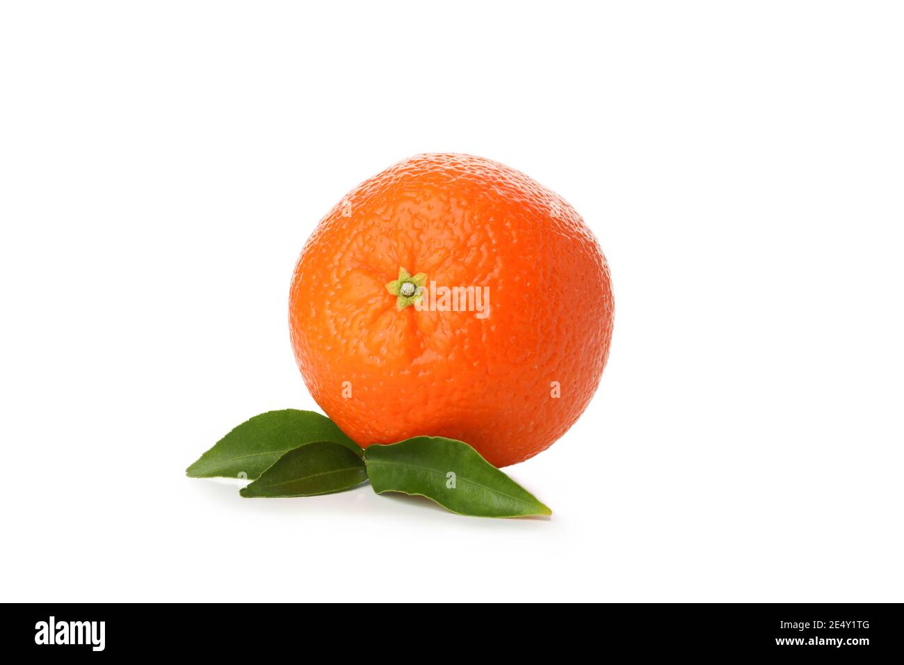 Ripe mandarin with leaves isolated on white background Stock Photo - Alamy