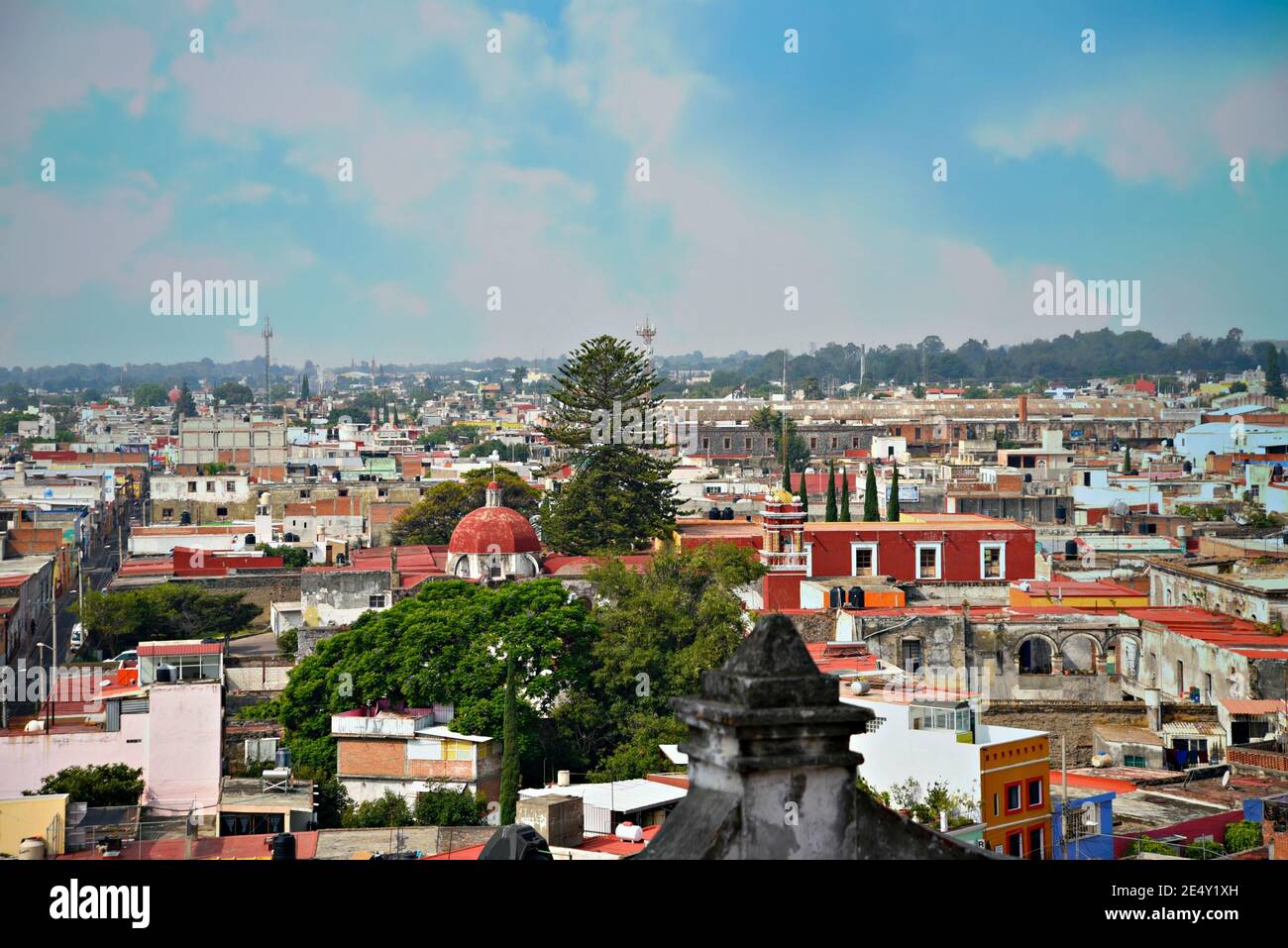 Panoramic view of Atlixco with the Colonial style historic buildings in ...