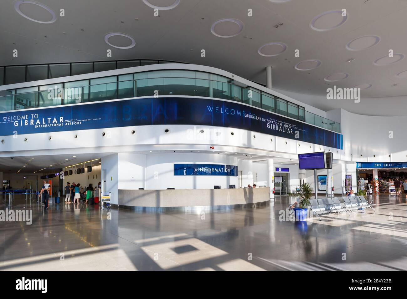 Gibraltar – July 30, 2018: Terminal of Gibraltar airport (GIB Stock ...