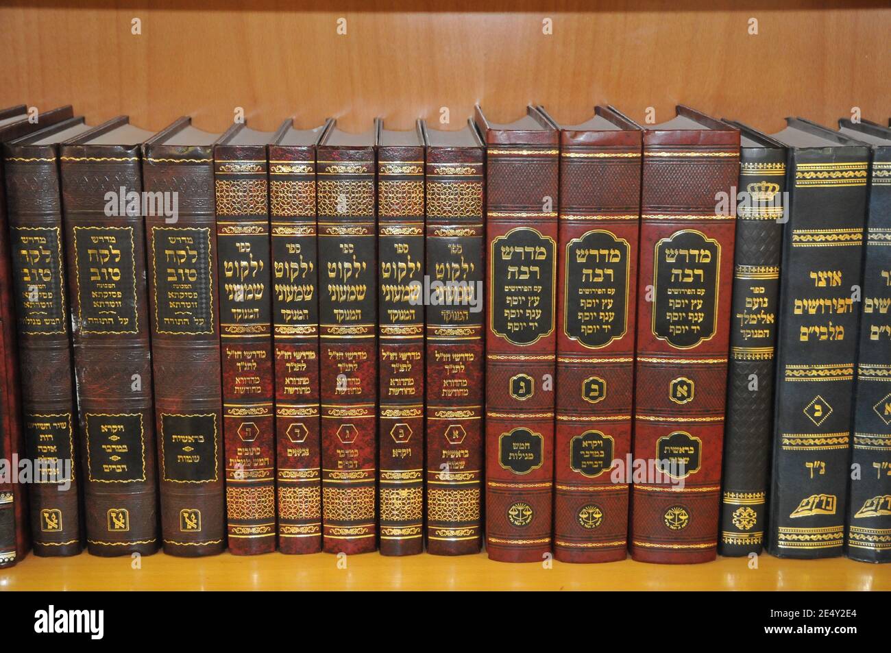 Jewish bookcase Jewish Prayer books (Sidur) and religious works on a ...