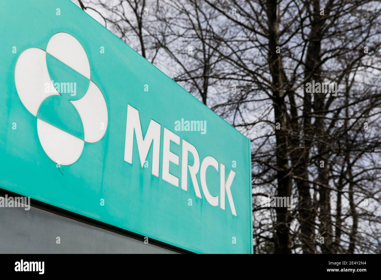A logo sign outside of a facility occupied by Merck & Company, Inc., in ...