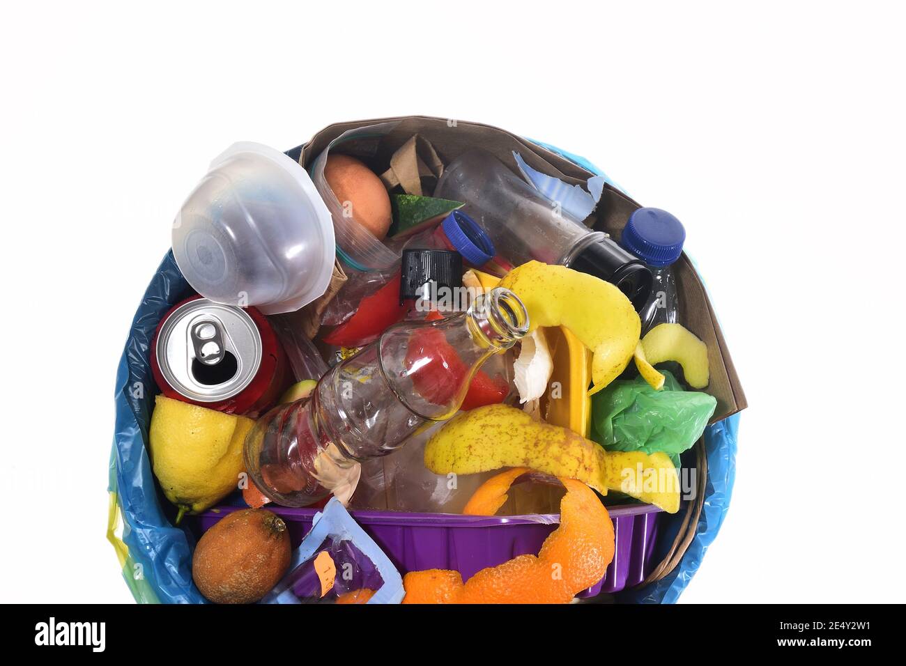 top view of a garbage can on white background Stock Photo - Alamy