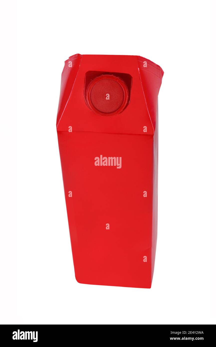 red cardboard package on white background Stock Photo - Alamy