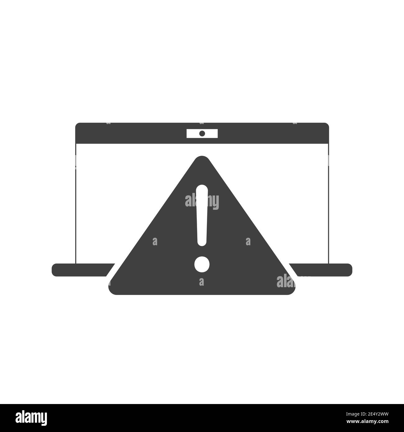 Exclamation danger sign on laptop. attention sign icon. Hazard warning ...