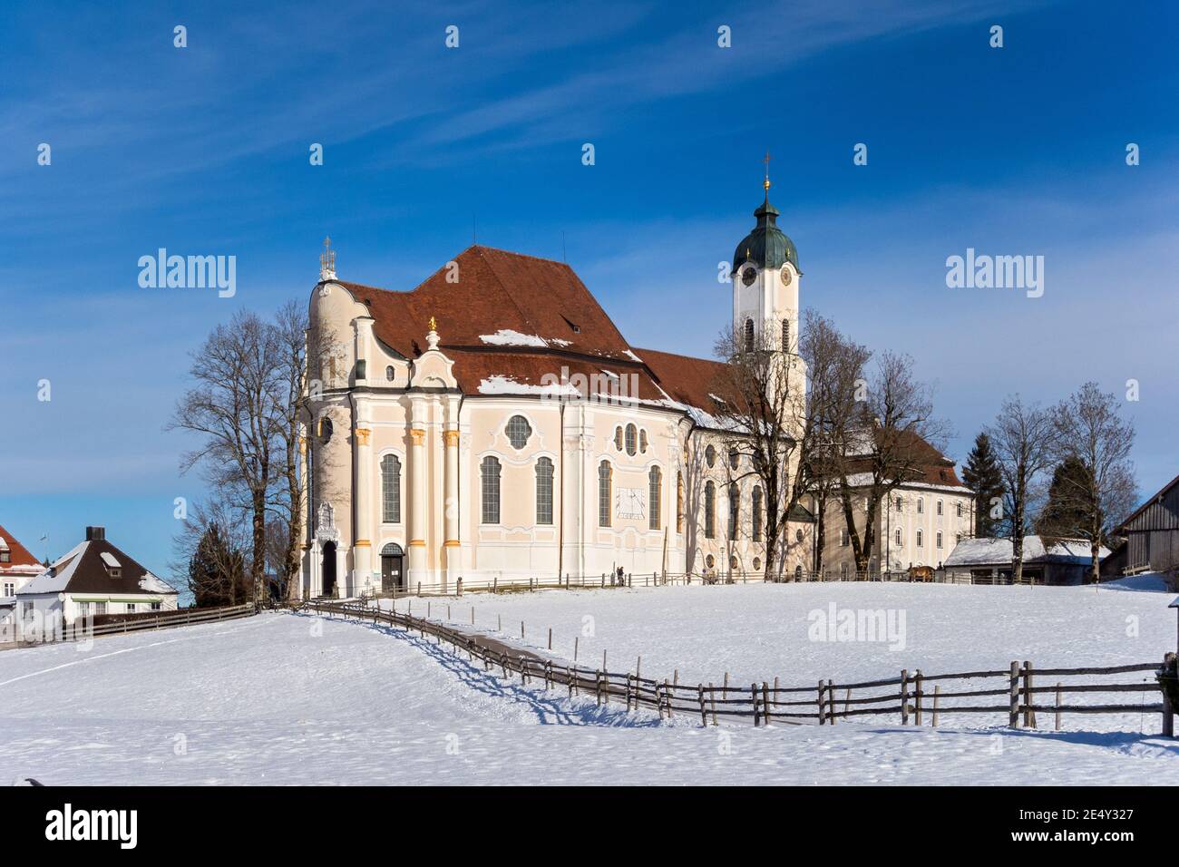 Wieskirche im Winter, Oberbayern Stock Photo - Alamy
