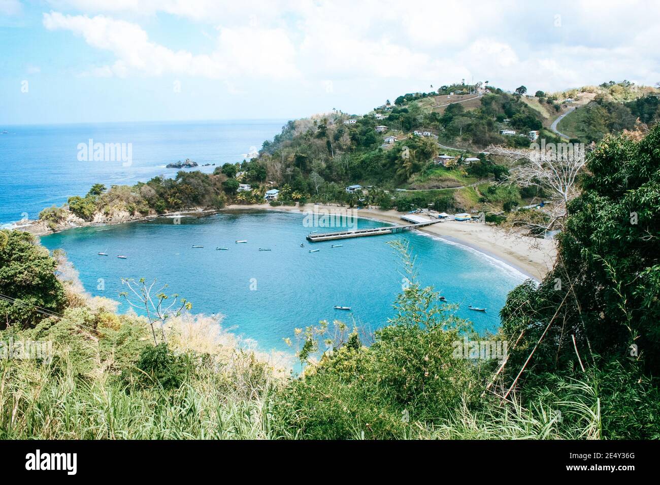 Beautiful, turquoise waters of Castara beach on the tropical, Caribbean ...