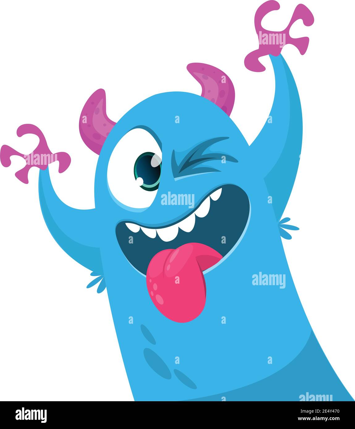 Funny cartoon monster blinking with one eye. Vector Halloween ...