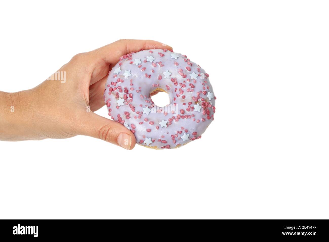 Female hand hold donut, isolated on white background Stock Photo - Alamy