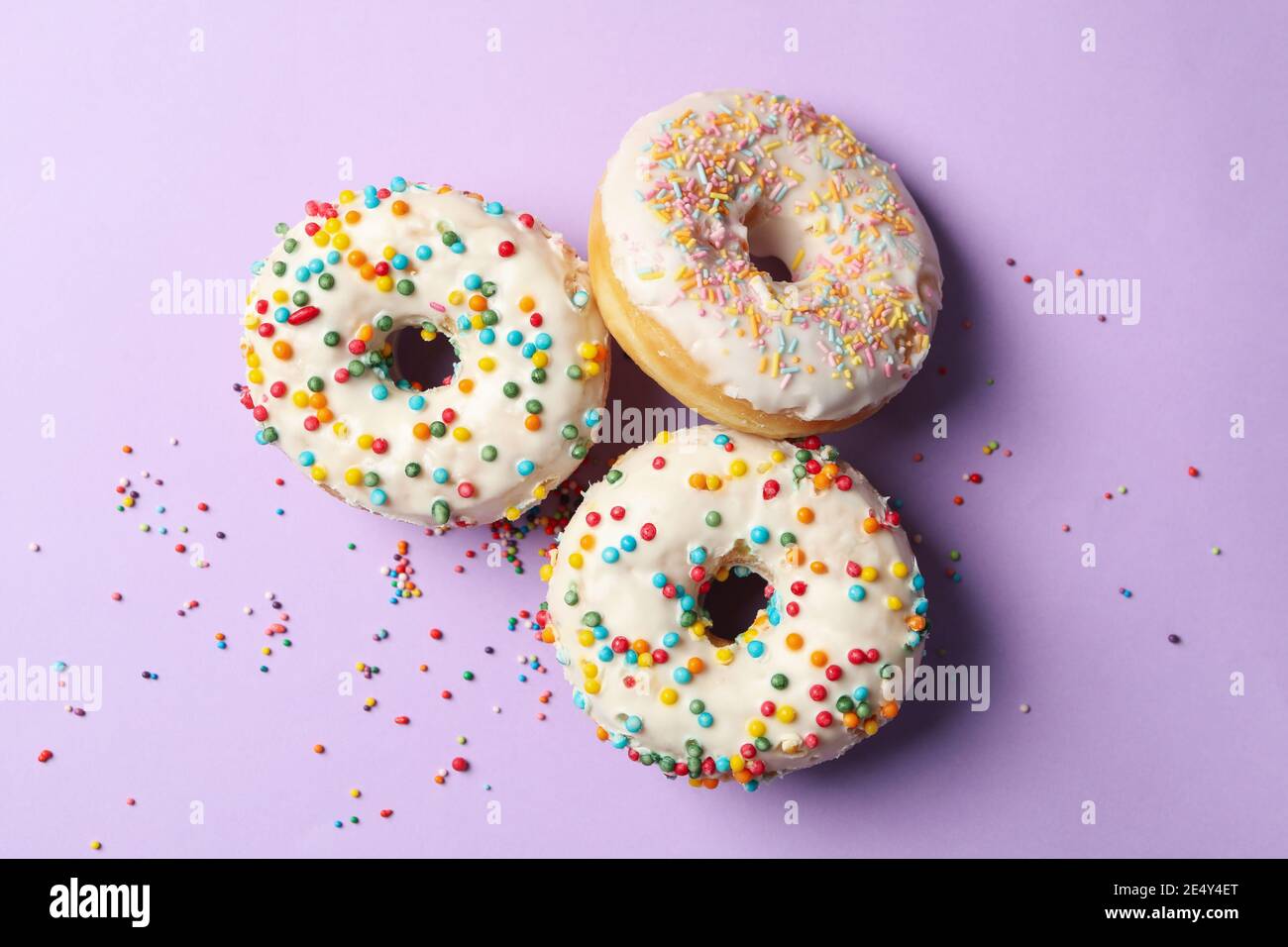 Three donuts sprinkles on white hi-res stock photography and images - Alamy