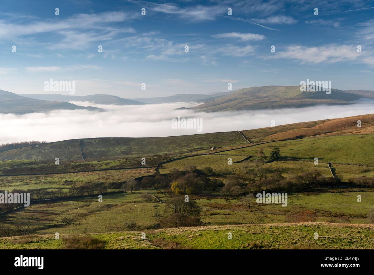 Cloud inversion in Wensleydale, with the clouds holding to the valley ...