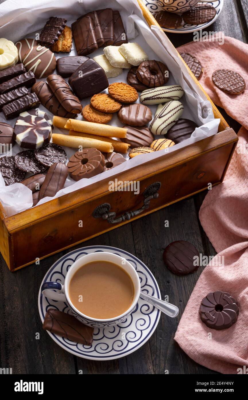 A treasure chest of chocolate treat cookies for sharing at teatime ...