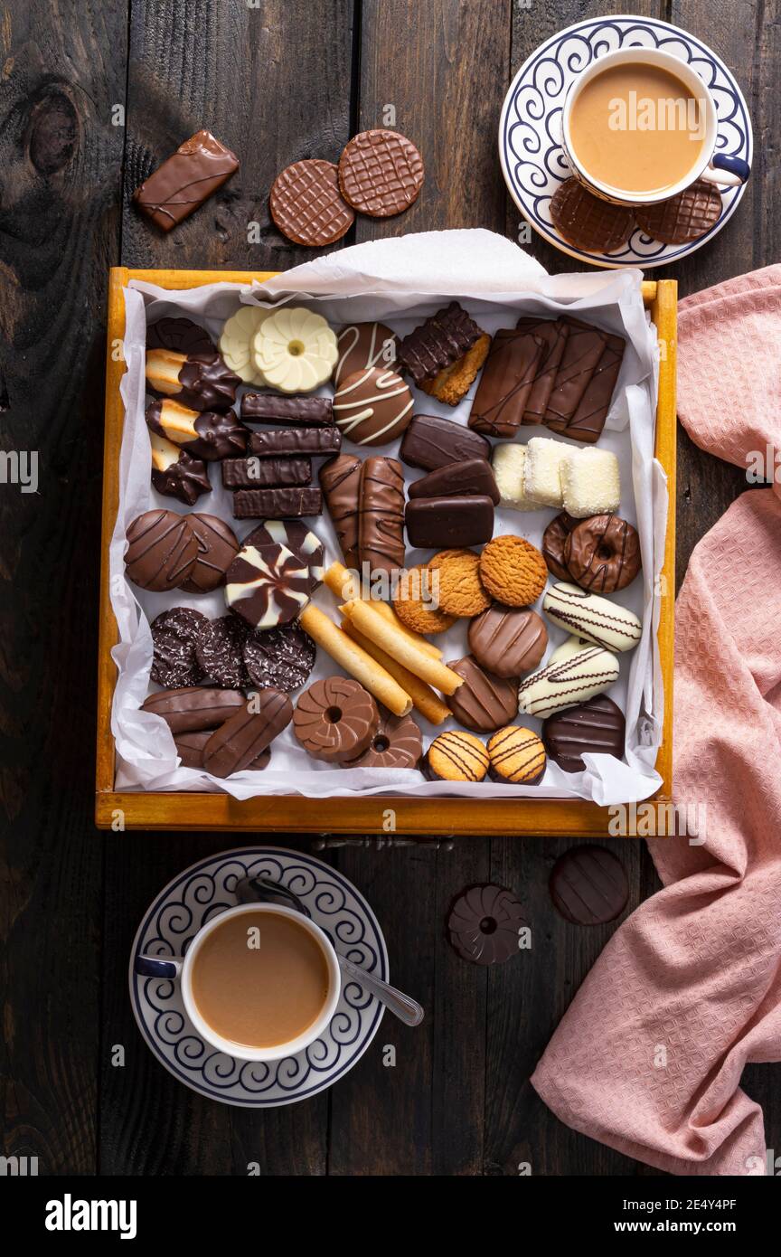 A treasure chest of chocolate treat cookies for sharing at teatime ...
