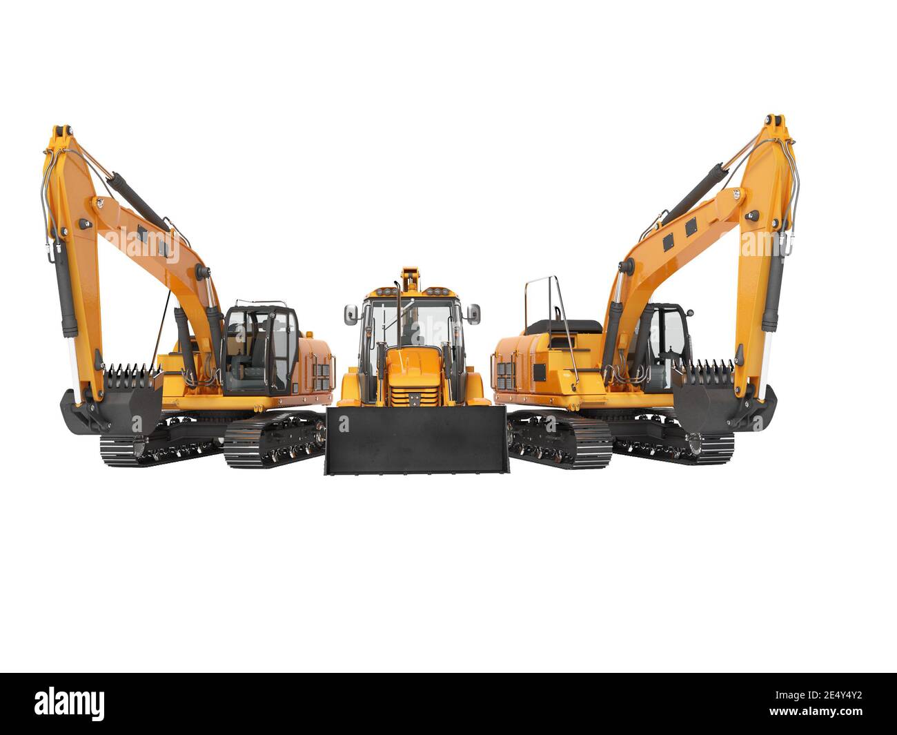 3D rendering orange construction machinery multifunction tractor and ...