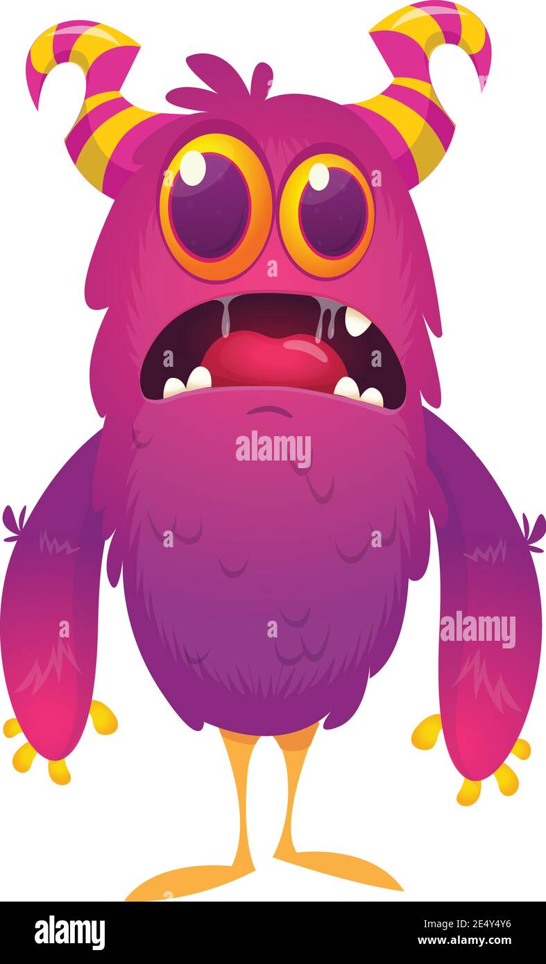 Scary cartoon monster face expression. Vector monster avatar Stock ...