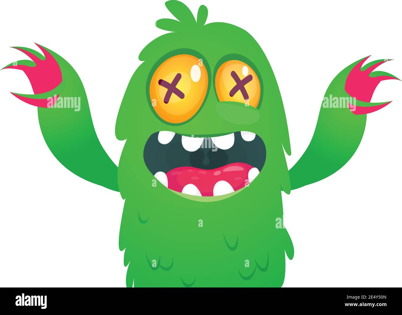 Cartoon blob monster. Halloween vector illustration of excited monster ...